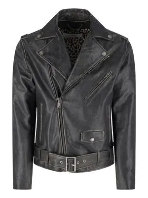 GOLDEN GOOSE Leather Motorcycle Jacket - Black