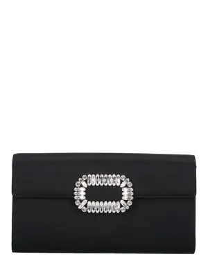 ROGER VIVIER ROGER VIVIER Viscose Silk Statement Clutch With Crystal Embellishment Black