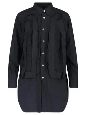 Comme Des Garçons Long Sleeve Button Front Shirt Dress - Black