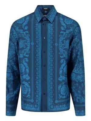 Versace VERSACE 100% Silk Printed Shirt Blue