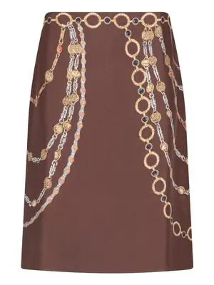 Versace VERSACE Printed A-Line Skirt Brown