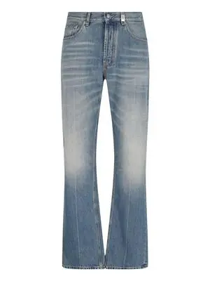 Alexander McQueen Cotton Denim Jeans With Leather Detail - Blue