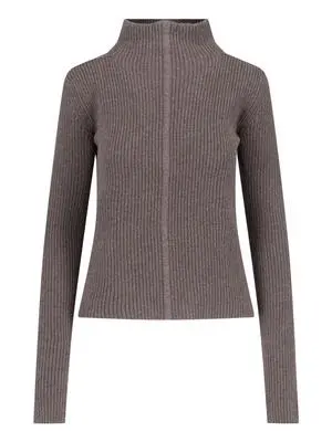Rick Owens Ribbed Cashmere-wool High Neck Sweater - Brown