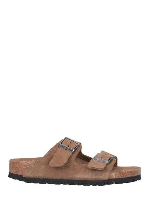 BIRKENSTOCK Suede Buckle Sandals With Cork Sole - Brown
