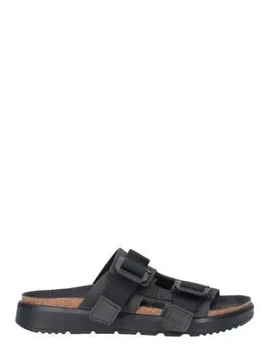 BIRKENSTOCK Nubuck Leather Footbed Sandals - Black