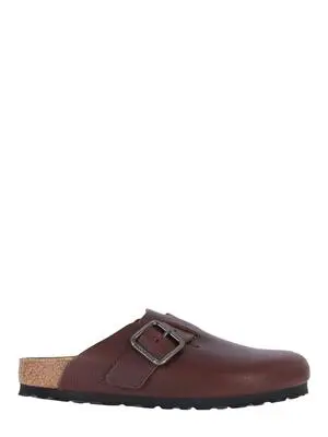 BIRKENSTOCK Leather Buckled Clogs - Brown