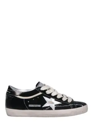 GOLDEN GOOSE Leather-cuffed Lace-up Sneakers - Black