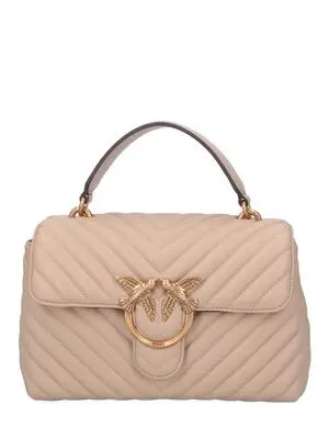 Pinko Quilted Leather Shoulder Bag With Chain Strap - Beige