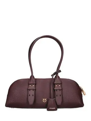 Pinko Quilted Leather Shoulder Bag With Chain Strap - Brown