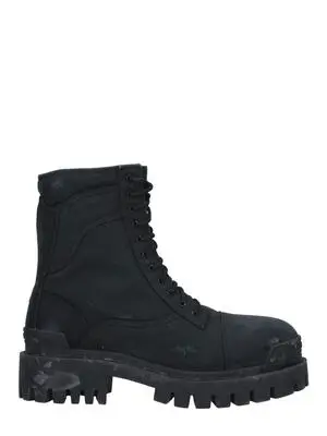 Balenciaga Cotton Combat Boots - Black