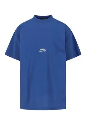 Balenciaga Cotton T-shirt With Contrast Trim - Blue