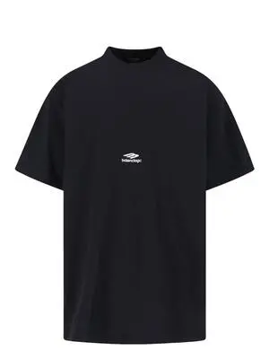 Balenciaga Cotton Crewneck T-shirt With Stretch Detail - Black