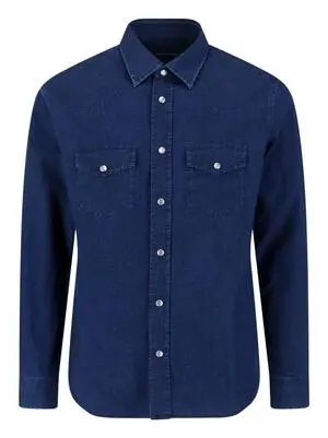 TOM FORD 100% Cotton Button-down Shirt - Blue
