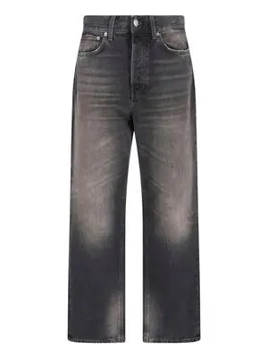 HAIKURE Classic Straight Leg Jeans With Five Pockets And Leather Logo Patch - Black