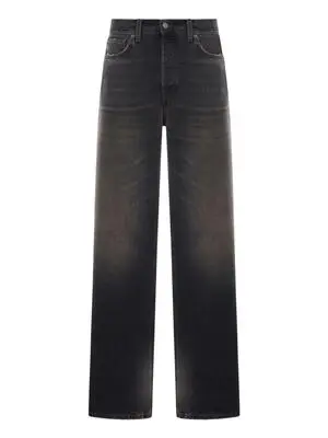 HAIKURE Classic Straight Leg Jeans With Five Pockets And Leather Logo Patch - Black