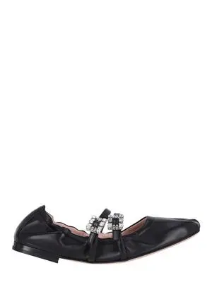 ROGER VIVIER Leather Embellished Ballet Flats - Black