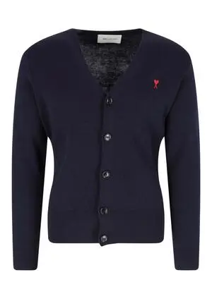 AMI Paris 100% Wool Sweater With Horn Buttons - Blue