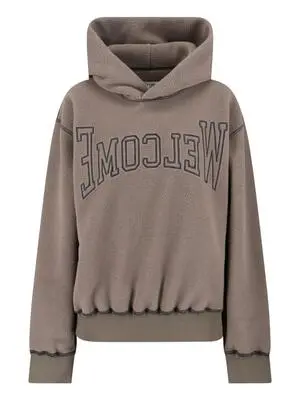 MAISON MARGIELA Fleece Hooded Sweatshirt With Contrast Stitching - Beige