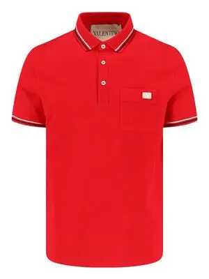Valentino Garavani S Cotton T-shirt With Calf Leather Details - Red