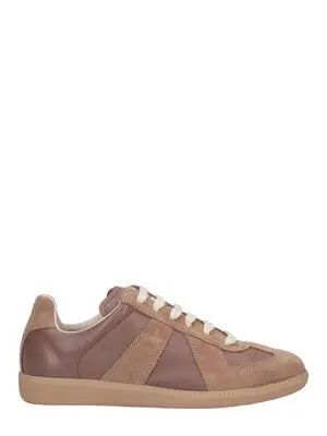 MAISON MARGIELA MAISON MARGIELA Low-Top Leather And Suede Paneled Sneakers Brown