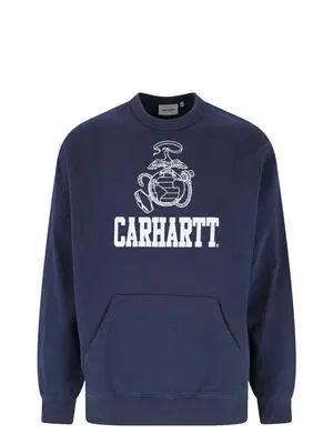 Carhartt Work In Progress 100% Cotton Crewneck Sweater With Pocket Detail - Blue