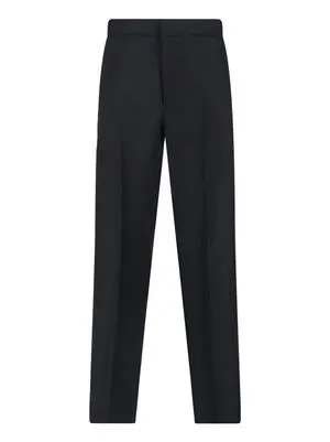 MAISON MARGIELA Tailored Wool Trousers With Silk Trim - Black