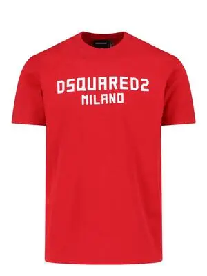 Dsquared2 100% Cotton T-shirt With Bold Bright Style - Red