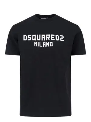 Dsquared2 100% Cotton T-shirt With Signature Logo Detail - Black