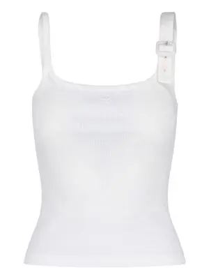 COURREGES Ribbed Stretch Cotton Camisole Top - White