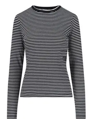 NILI LOTAN Cotton Striped Long Sleeve Tee - Black