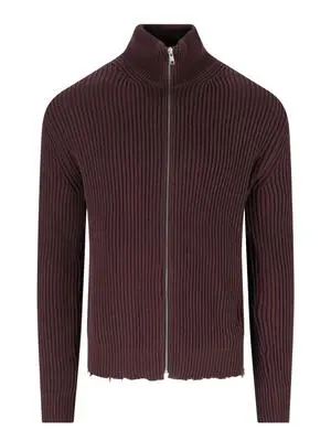MAISON MARGIELA Zip Up Stand Collar Sweatshirt - Brown