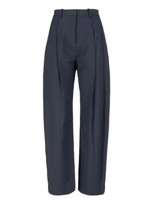 IVIR Wool-blend Button Front Tailored Trousers - Blue