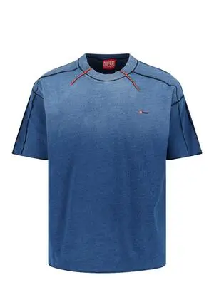 DIESEL® Cotton T-shirt With Stretch Rib Trim - Blue