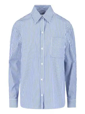 Sibel Saral Striped Button-up Shirt With Pointed Collar - Blue