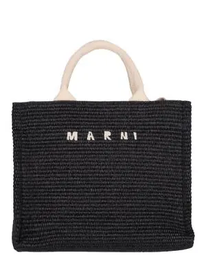 Marni Woven Tote Bag With Top Handles - Black