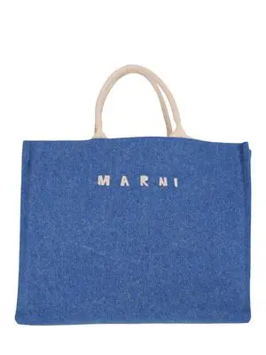 Marni Style Contrast" Leather Mini Bag With Metallic Brass Hardware - Blue
