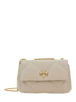 Tory Burch TORY BURCH Monogrammed Cotton-Leather Tote Bag Beige