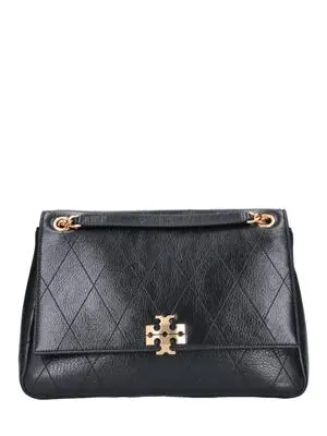 Tory Burch Monogrammed Cotton-leather Tote Bag - Black