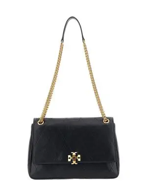 Tory Burch TORY BURCH Monogrammed Cotton-Leather Tote Bag Black