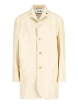 JIL SANDER Longline Button-front Shirt Jacket - Cream