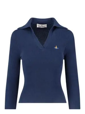 VIVIENNE WESTWOOD Cotton-cashmere Polo Shirt - Blue