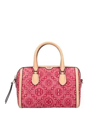Tory Burch Monogrammed Leather-trimmed Shoulder Bag - Red