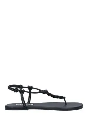 JIL SANDER Leather Sandals With Knot Detailing - Black