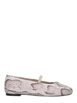 STUART WEITZMAN Ballet Flats" Snakeskin Print Leather - White