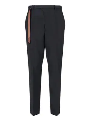 DIESEL® Tailored Wool-blend Stretch Trousers With Belt Detail - Black