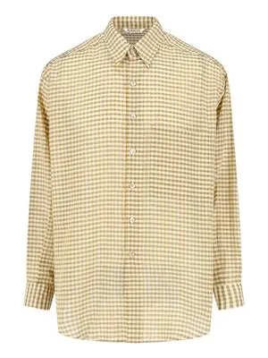 Auralee 100% Cotton Gingham Check Button-down Shirt - Beige
