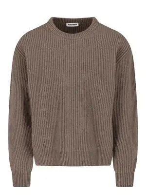JIL SANDER Ribbed Wool Quarter Zip Sweater - Green