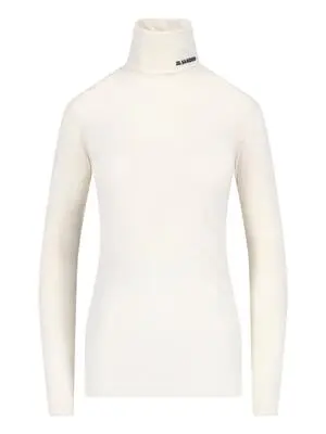 JIL SANDER High Neck Virgin Wool-blend Top - White