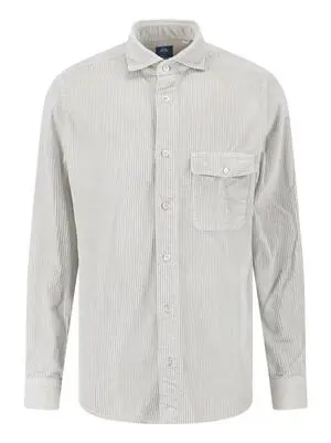 FINAMORE 1925 100% Cotton Poplin Shirt - Grey