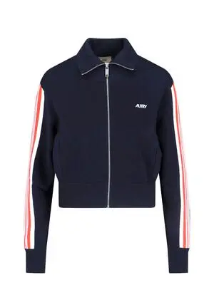 AUTRY Zip-up Track Jacket With Striped Sleeves - Blue